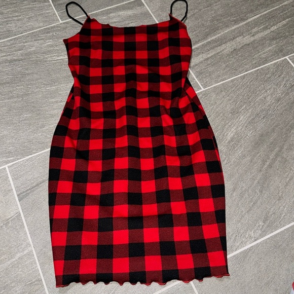 Dresses | Black And Red Checkered Mini Dress | Poshmark